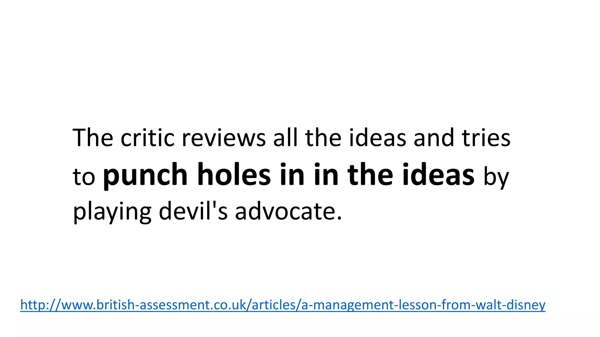 Brainstorming - the disney method | PDF