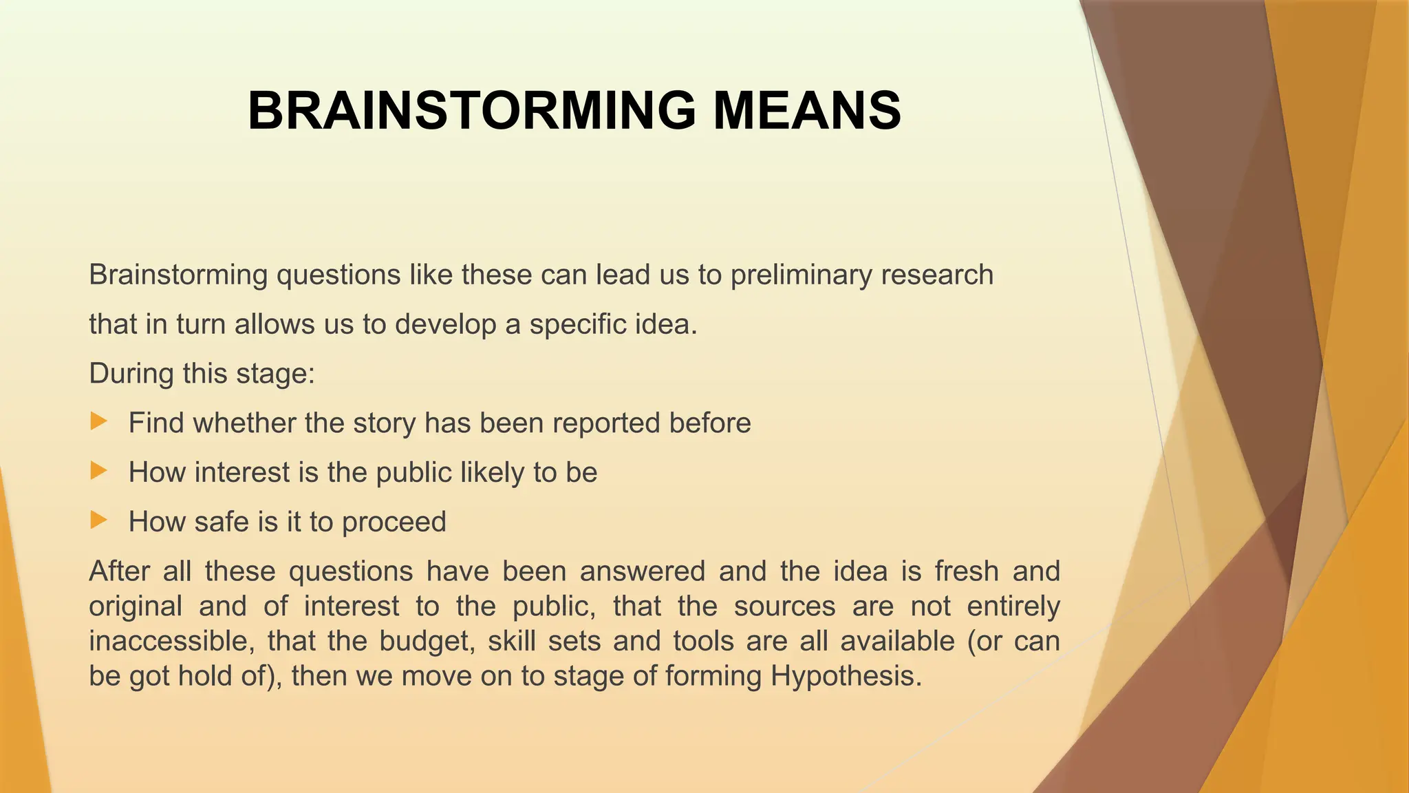 Brainstorming Ideas and Hypothesis for Investigative Journalism lecture ...