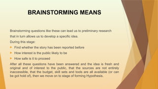 Brainstorming Ideas and Hypothesis for Investigative Journalism lecture ...