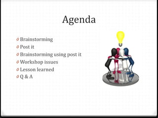 Brainstorming using post it (NCSS 2013 @The Twin Tower : Bangkok) | PDF