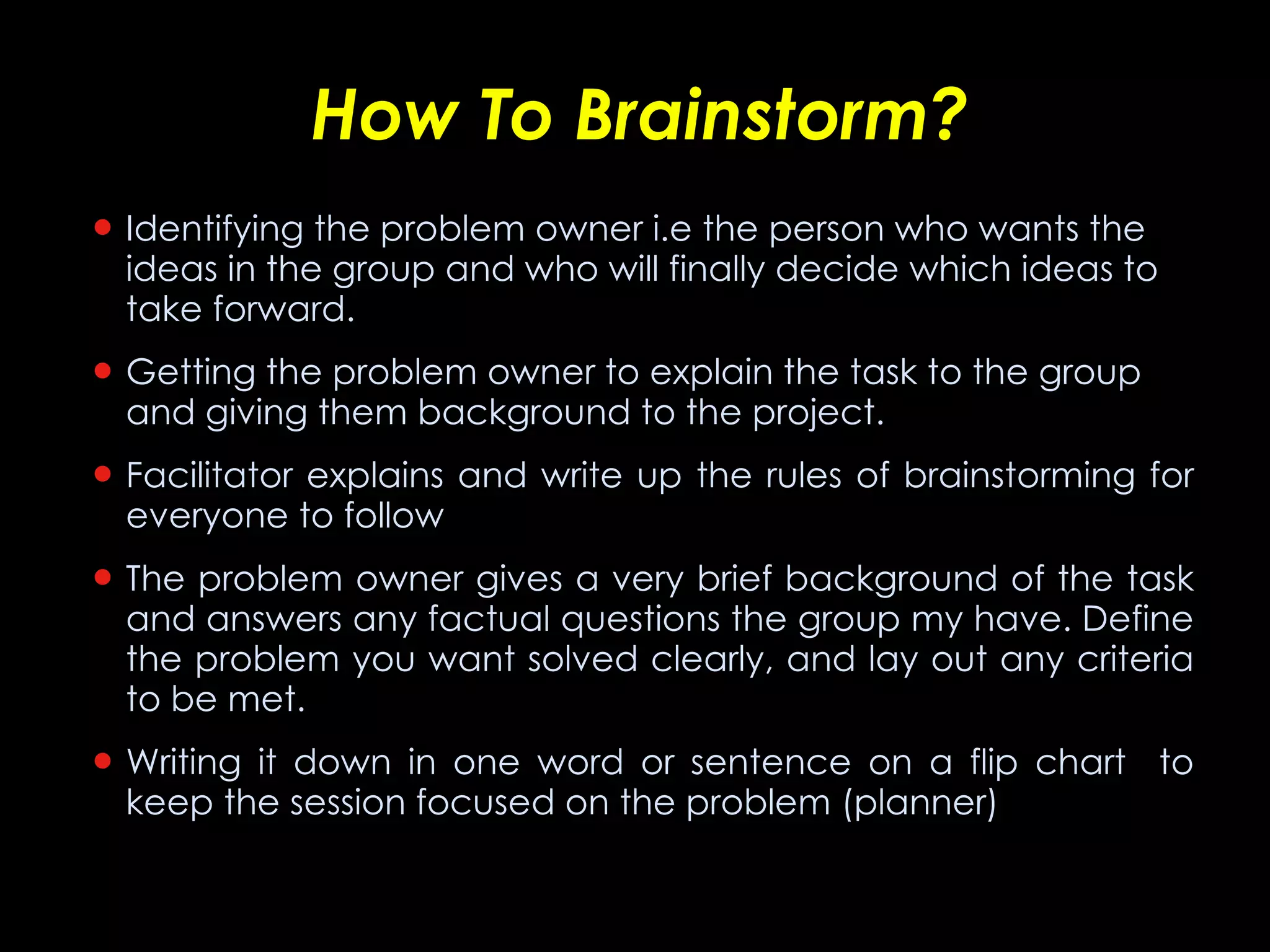 Brainstorming Workshop! | PPT | Arts and Crafts | Hobbies & Interests