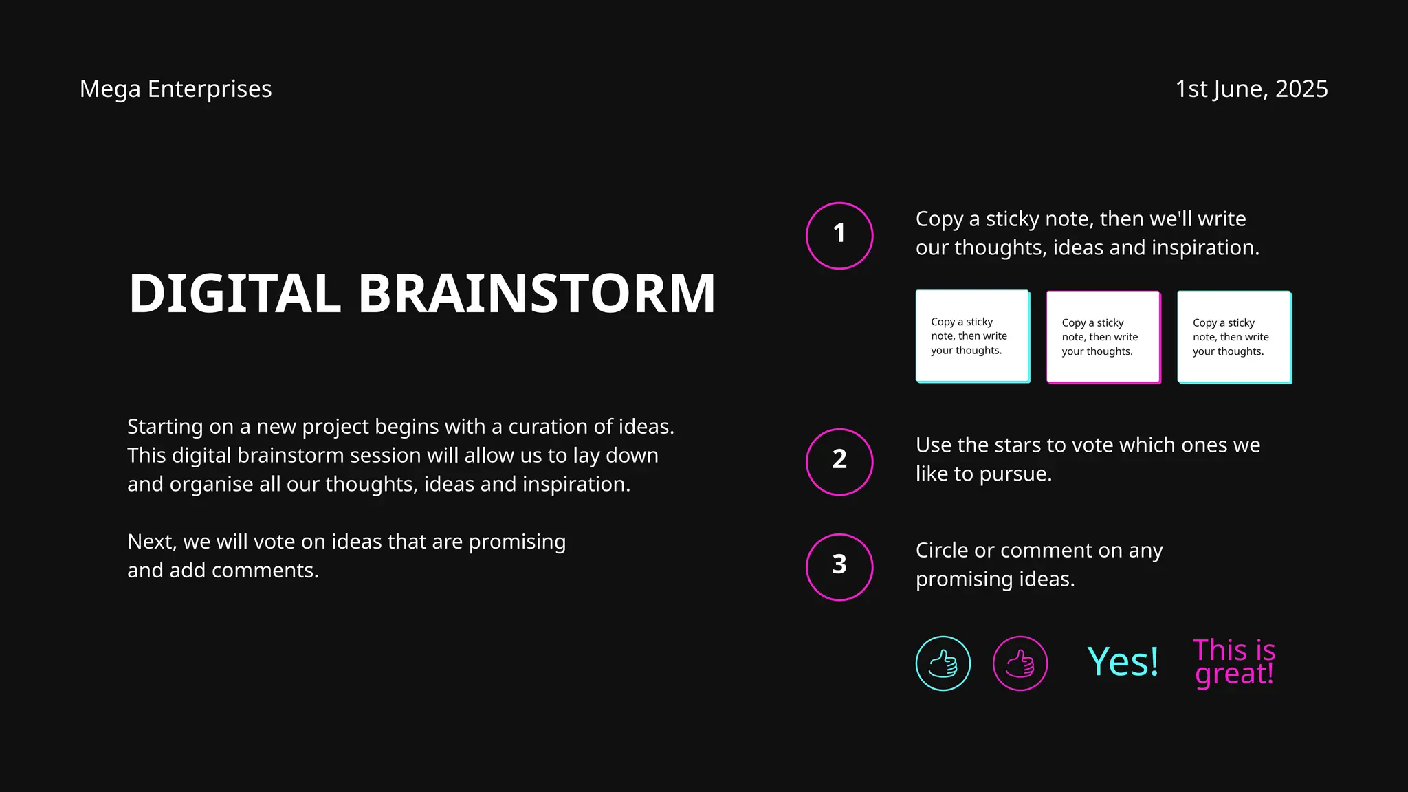 Brainstorm Presentation in Black Neon Bright Dark Mode Digital Style.pptx