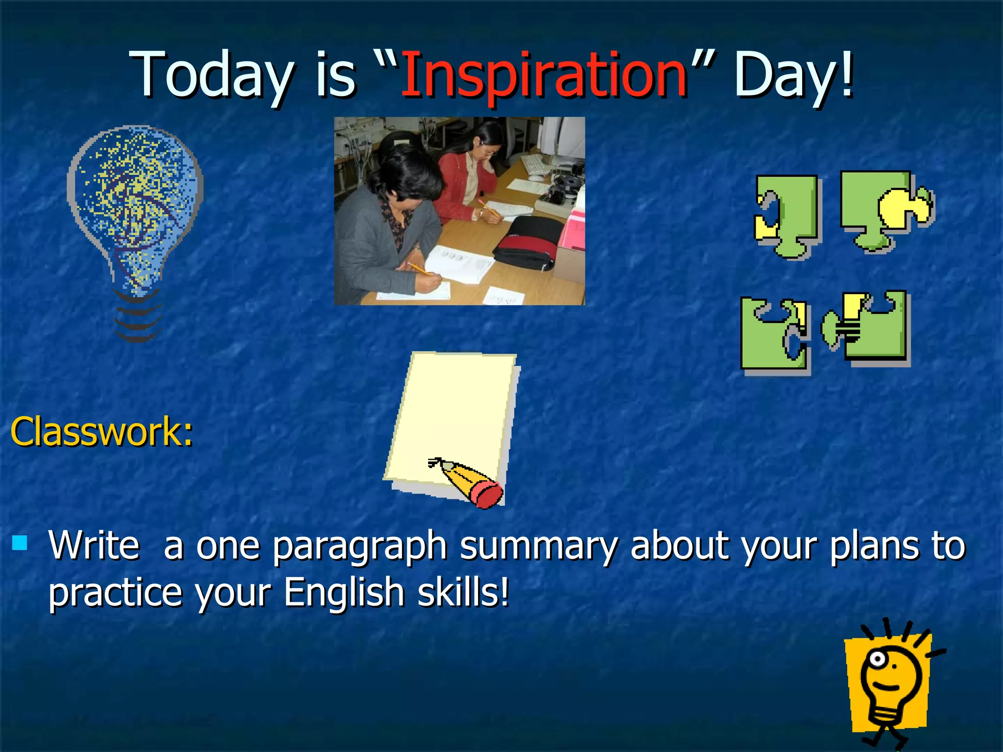 Brainstorm summer paragraph writing task | PPT