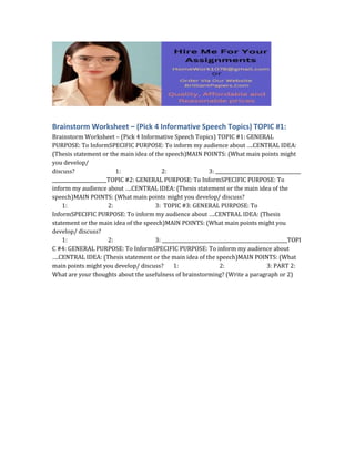 Brainstorm Worksheet 4 Informative Speech TOPIC.docx