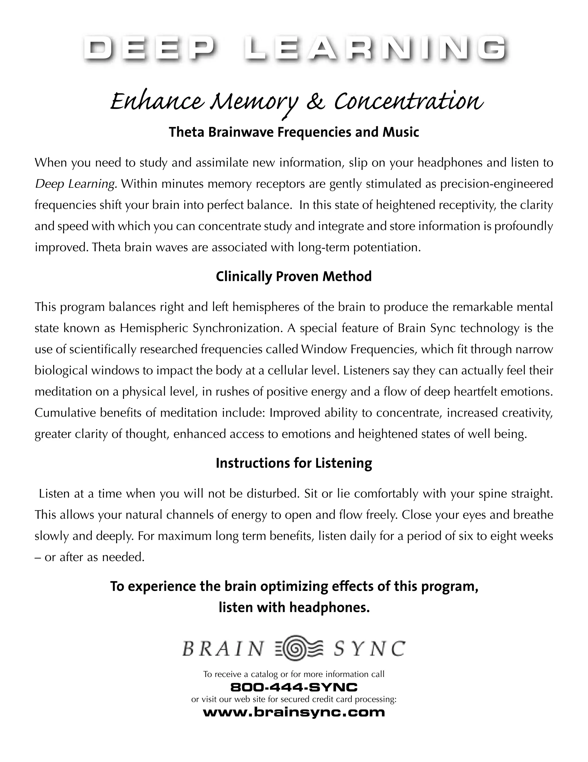 Brain sync deep learning - instructions | PDF