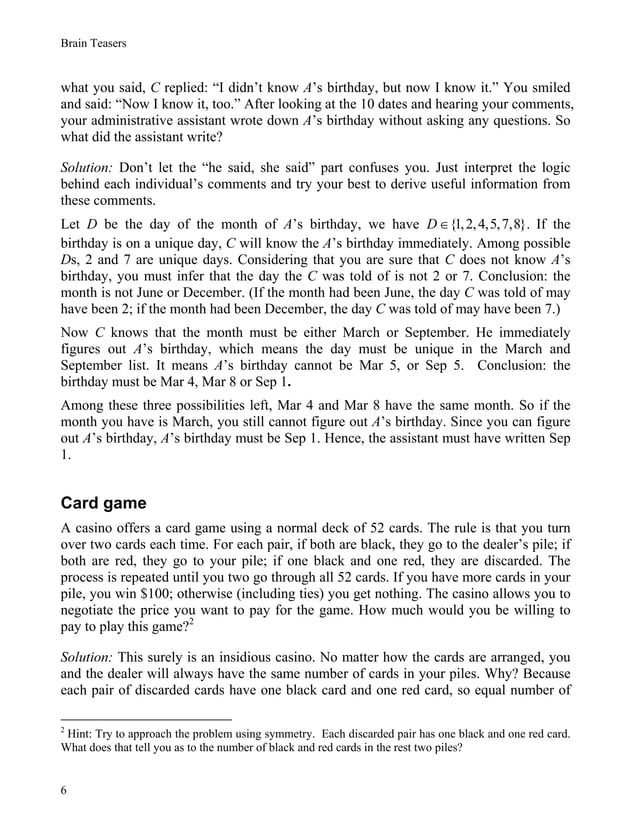 Brain teasers | PDF | Games and Puzzles | Hobbies & Interests