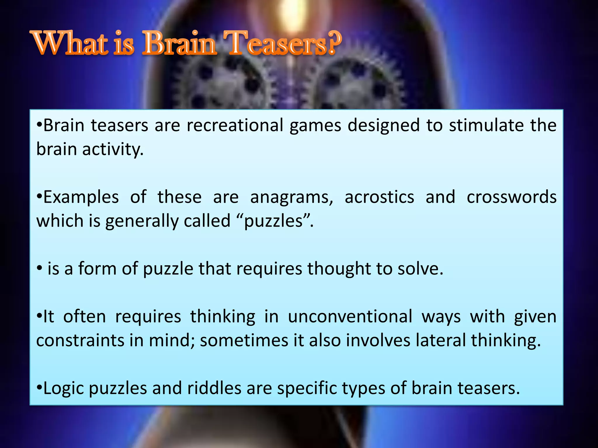 Brain Teasers | PPT