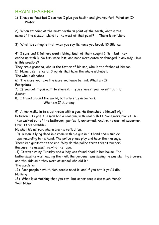 Brainteasers 130401150715 Phpapp01 Pdf