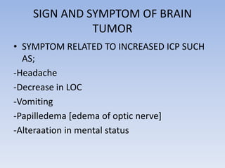 Brain tumor | PPTX | Brain and Nervous System Disorders | Diseases and ...