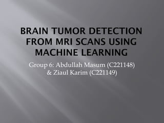 Brain Tumor Detection Presentation Using Machine Learning | PPTX