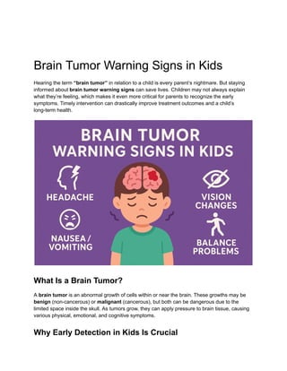 top Brain Tumor Warning Signs in Kids 2025 | PDF