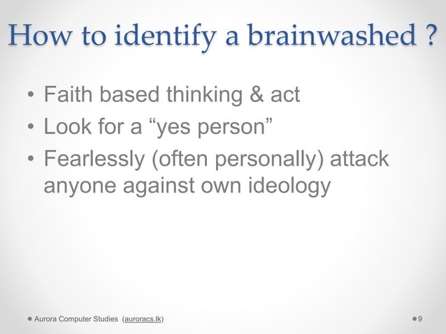 Brainwashing - What, why, how and preventing | PPTX | Religion ...