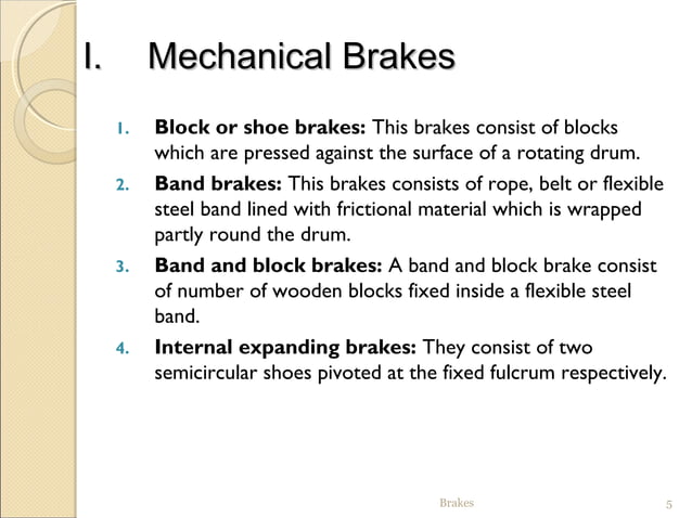 Introduction to brakes and its classification | PPT