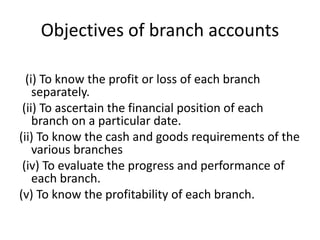 BRANCH ACCOUNTING INTRODUCTION WITH PRACTICAL PROBLEM | PPT