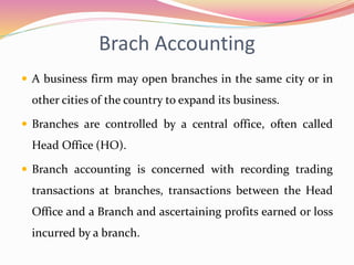 Branch accounting debtors method | PPTX