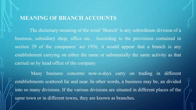 Branch accounts | PPTX | Business Accounting & Finance | Business