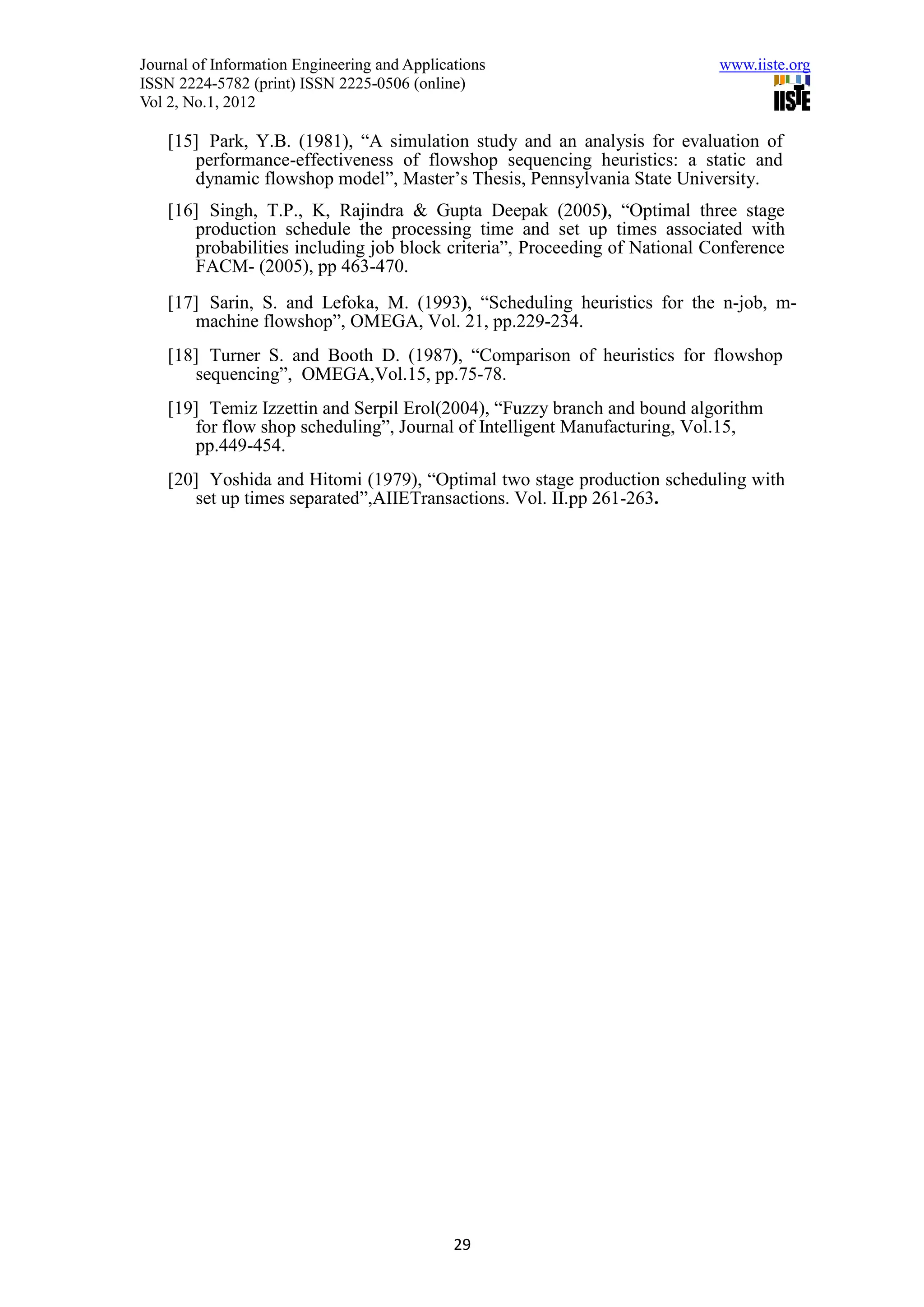 Branch and bound technique for three stage flow shop scheduling problem including breakdown ...