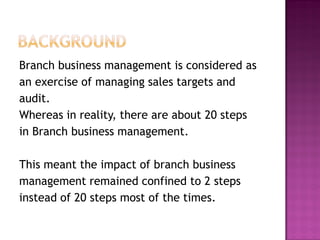 Branch (banking) business management equation | PPT