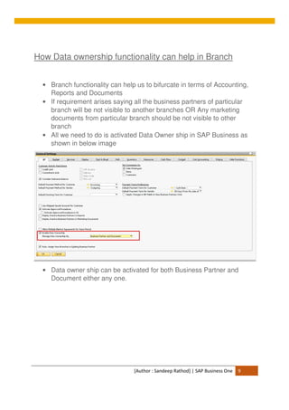 Branch Enablement for Indian localization SAP B1 9.2 | PDF