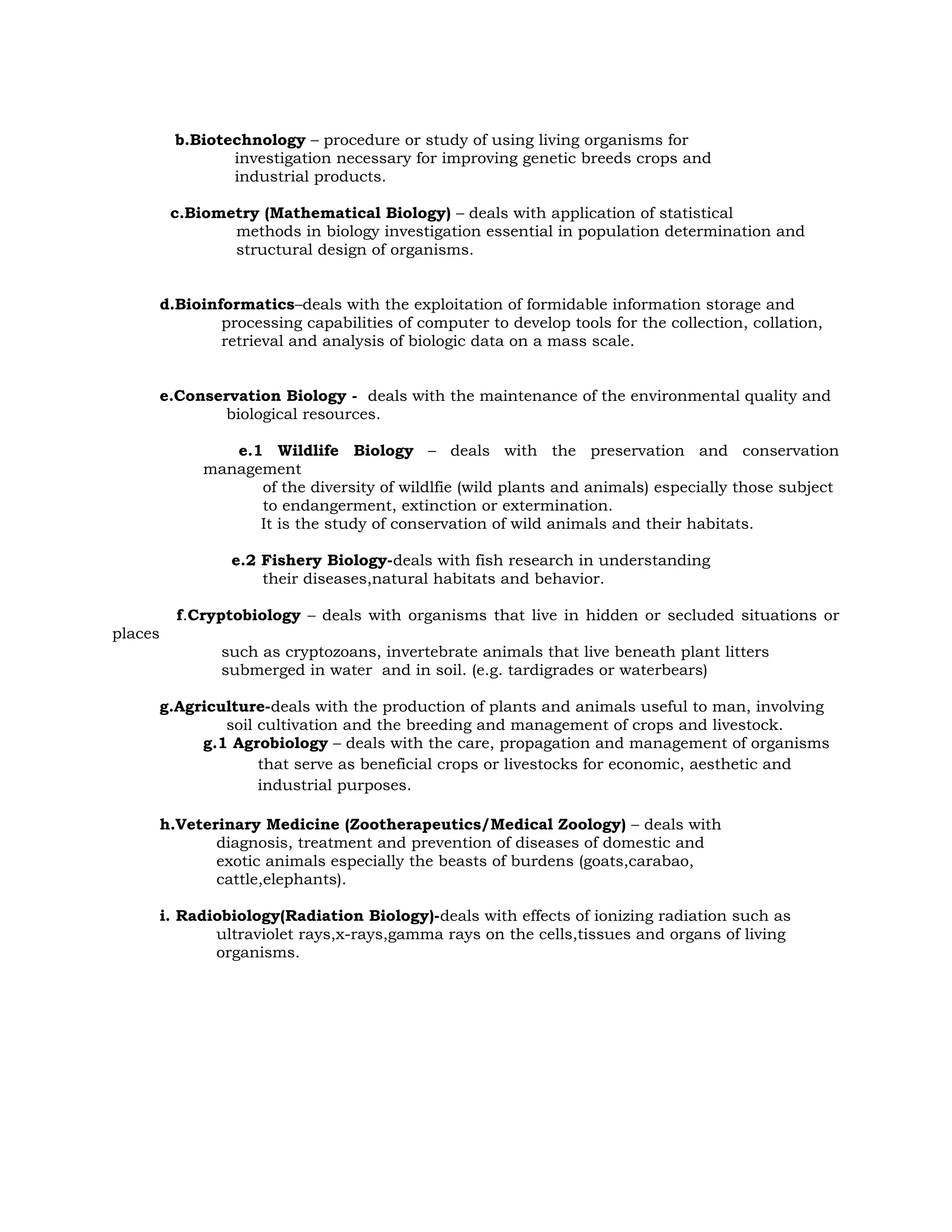 BRANCHES-OF-BIOLOGY-and-Its-SUBDIVISIONS | DOCX