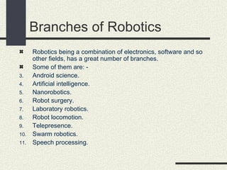 Branches Of Robotics | PPT