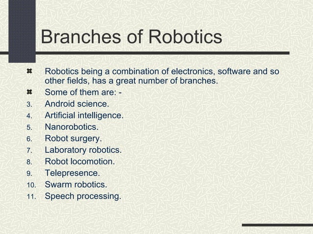 Branches Of Robotics | PPT