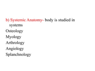 Anatomy position and All Branches of anatomyBRANCHES OF ANATOMY.pptx