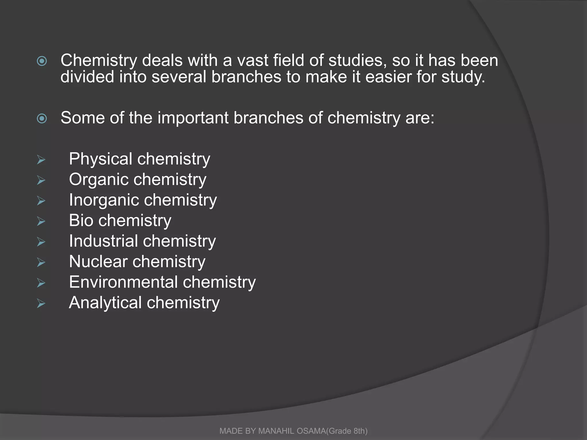 Branches Of Chemistry Pptx