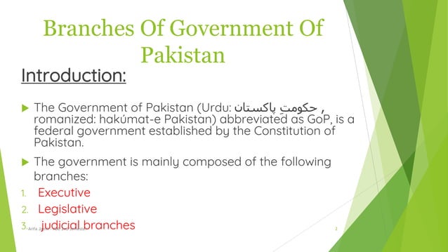 Branches of government / Structure of Government in Pakistan | PDF