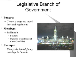 Branches of Canadian Government | PPT