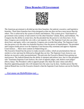 Branches Of Government Essay | PDF