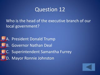 Branches of government game - 3rd grade | PPTX