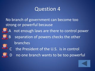 Branches of government game - 3rd grade | PPTX