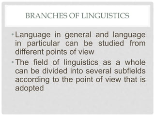 Branches of linguistics | PPTX