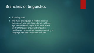 Branches of Linguistics Presentation Detail | PPTX