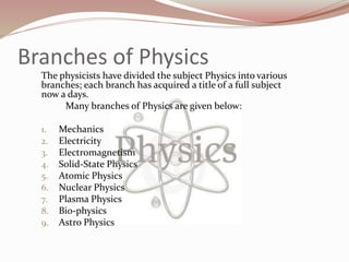 Branches of physics | PPT