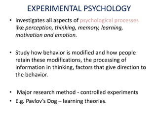 BRANCHES OF PSYCHOLOGY power point presentation | PPTX