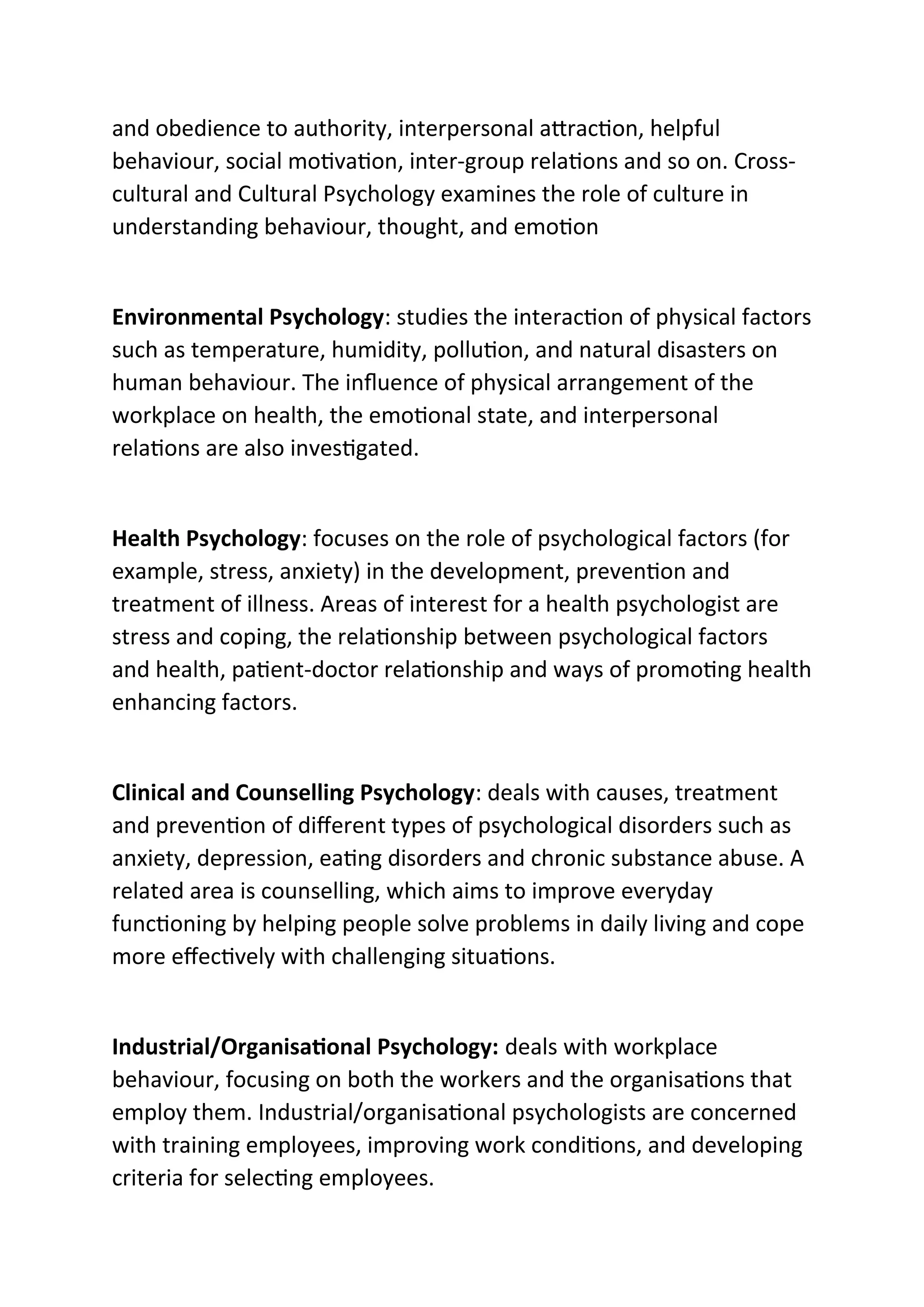 branches of psychology - how we can use psychology in our daily life | DOCX