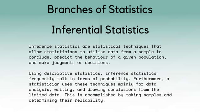 Branches of statistics | PPTX | Educational Assessment | Education
