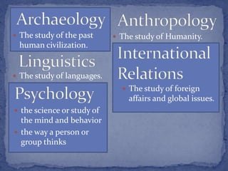 Branches or types of social studies | PPTX