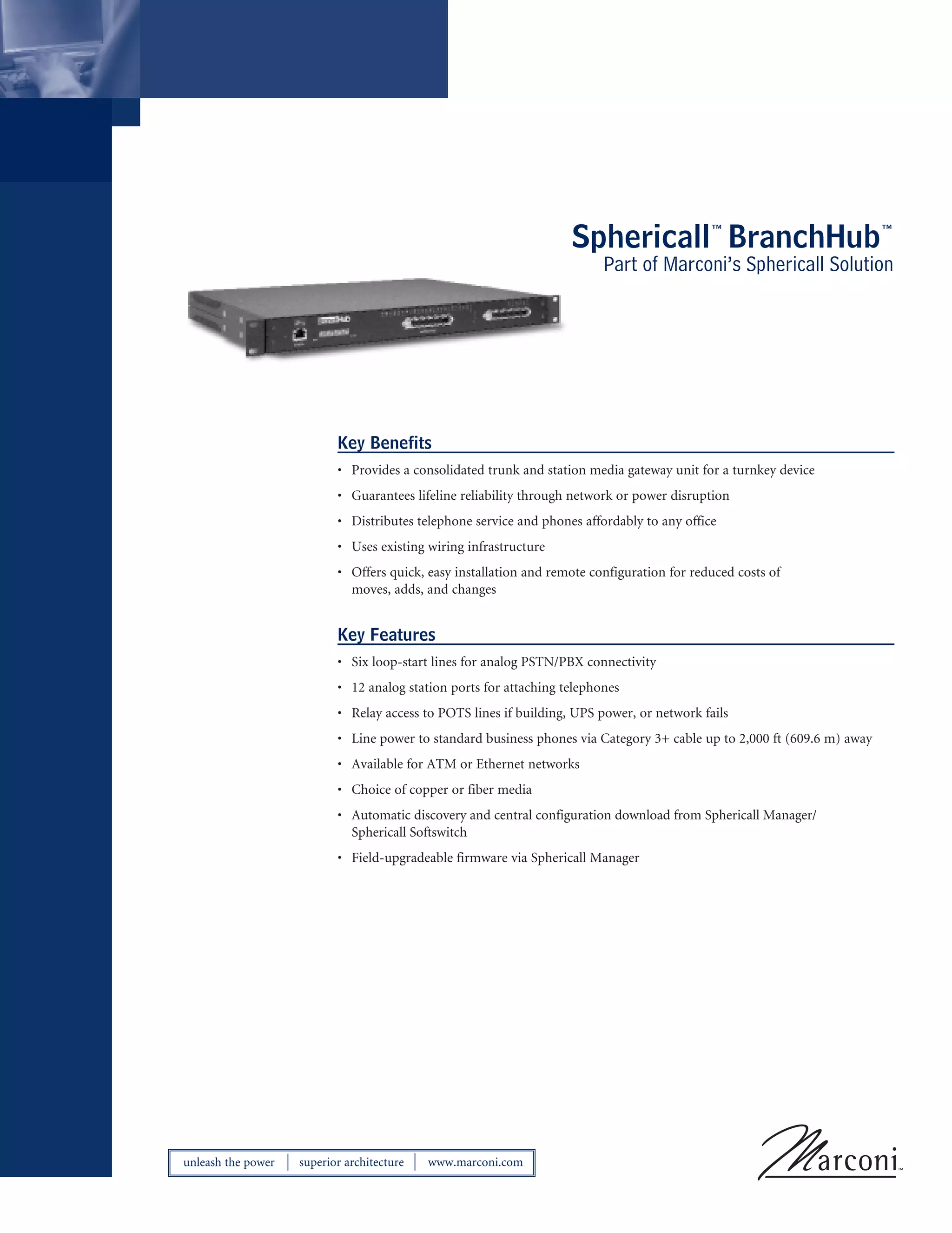 Sphericall BranchHub Data Sheet | PDF | Computer Networking | Computing