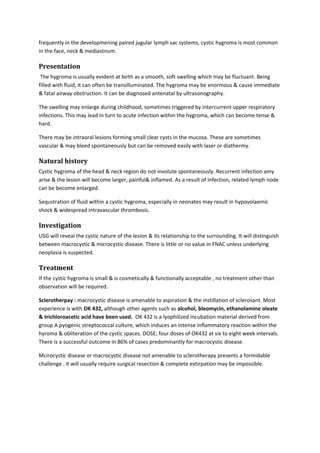 Branchial arch fistulae, thyroglossal duct anomalies& lymphangioma | DOC