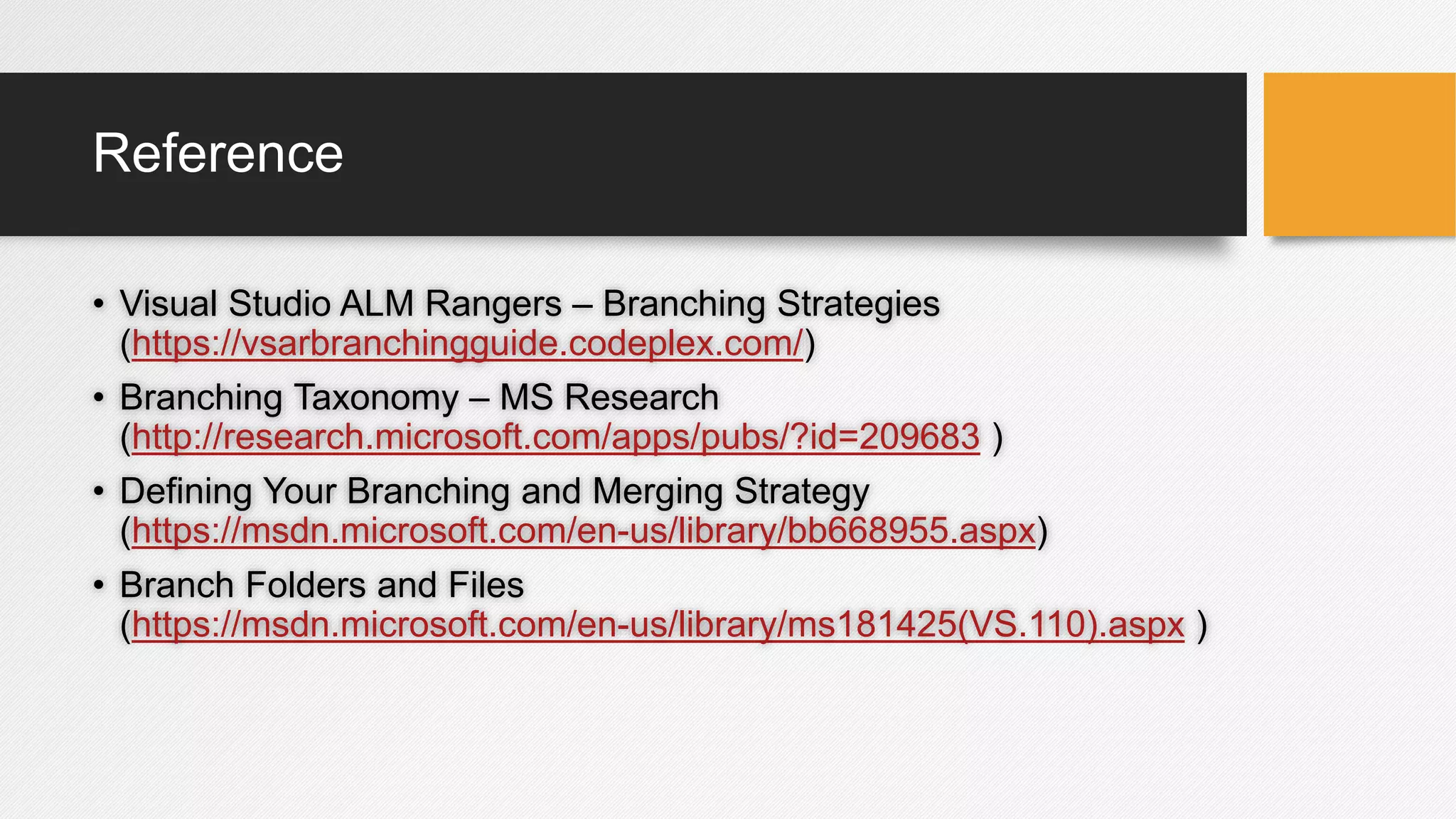 Branching & Merging strategies (with TFS) | PPTX