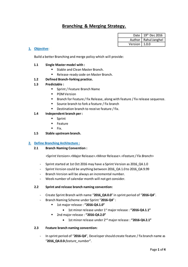 Branching and merging strategy | PDF