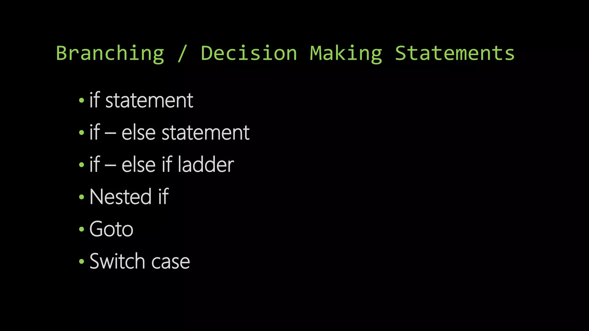 Branching statements | PPTX