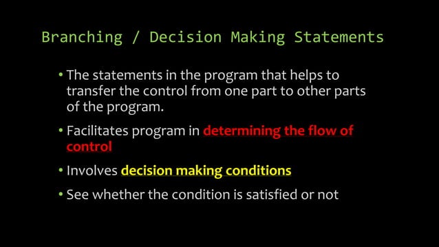 Branching statements | PPTX