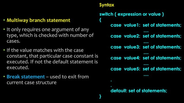 Branching statements | PPTX