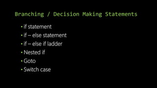 Branching statements | PPTX