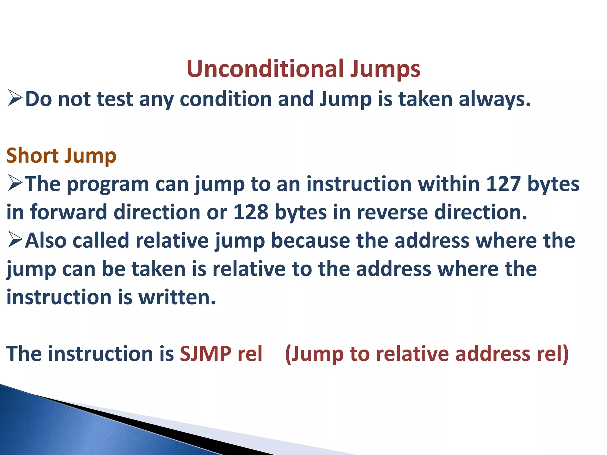 Branch instructions in 8051 micrcocontroller | PPT