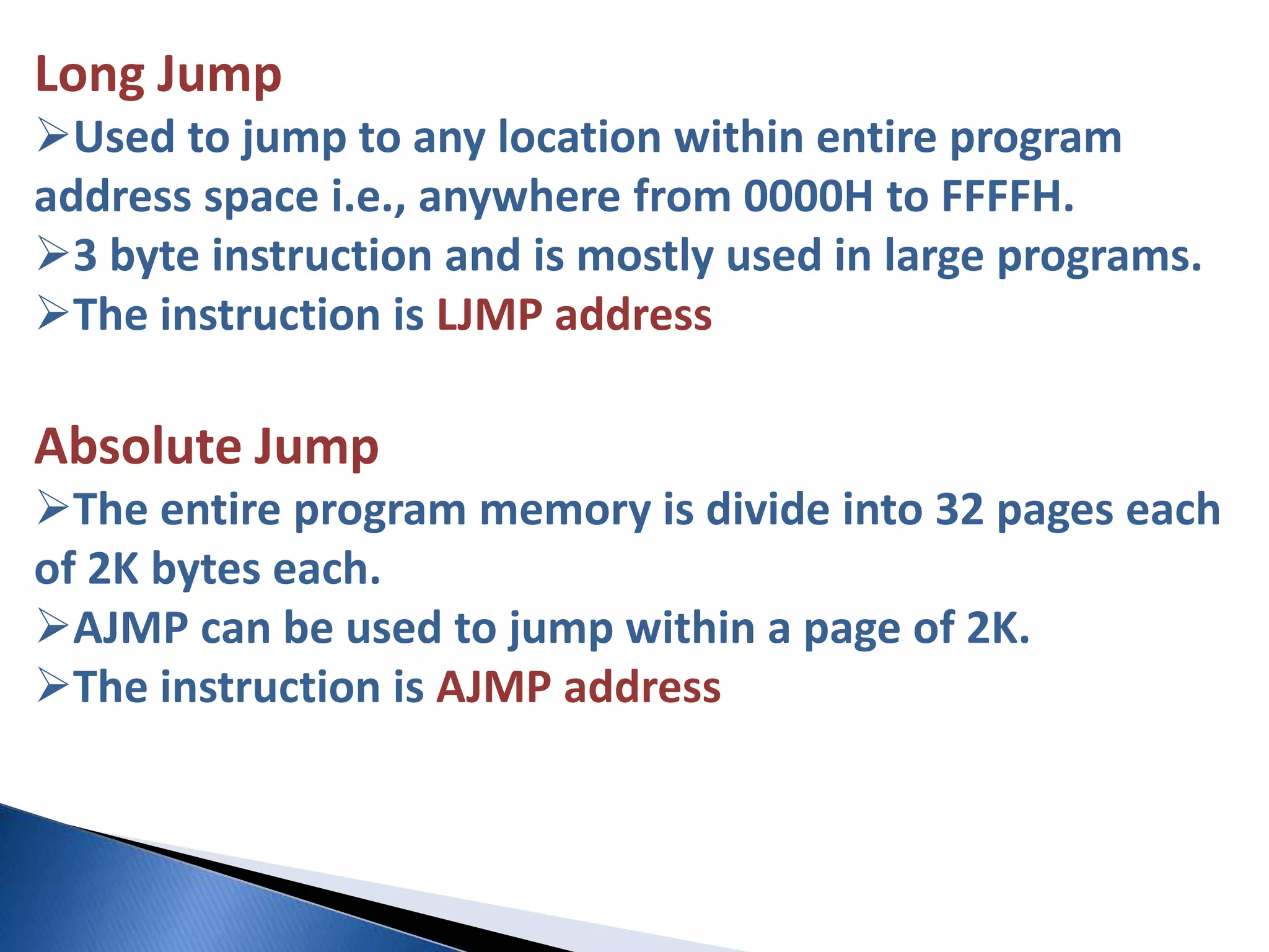 Branch instructions in 8051 micrcocontroller | PPTX | Programming Languages | Computing